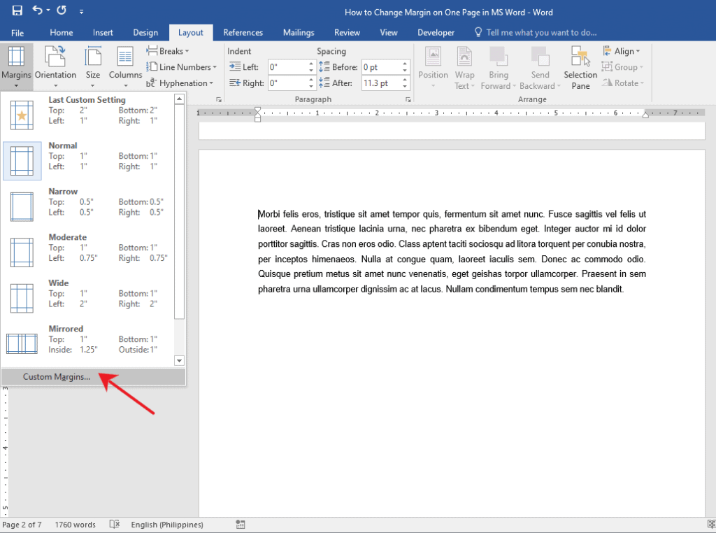 How To Change Margin On One Page In MS Word OfficeBeginner