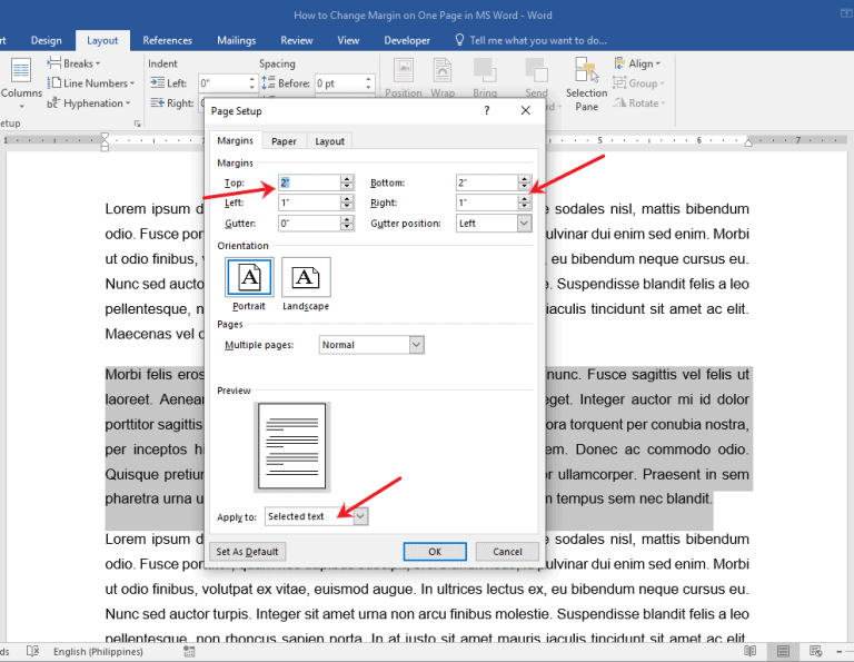 How To Change Margin On One Page In MS Word OfficeBeginner