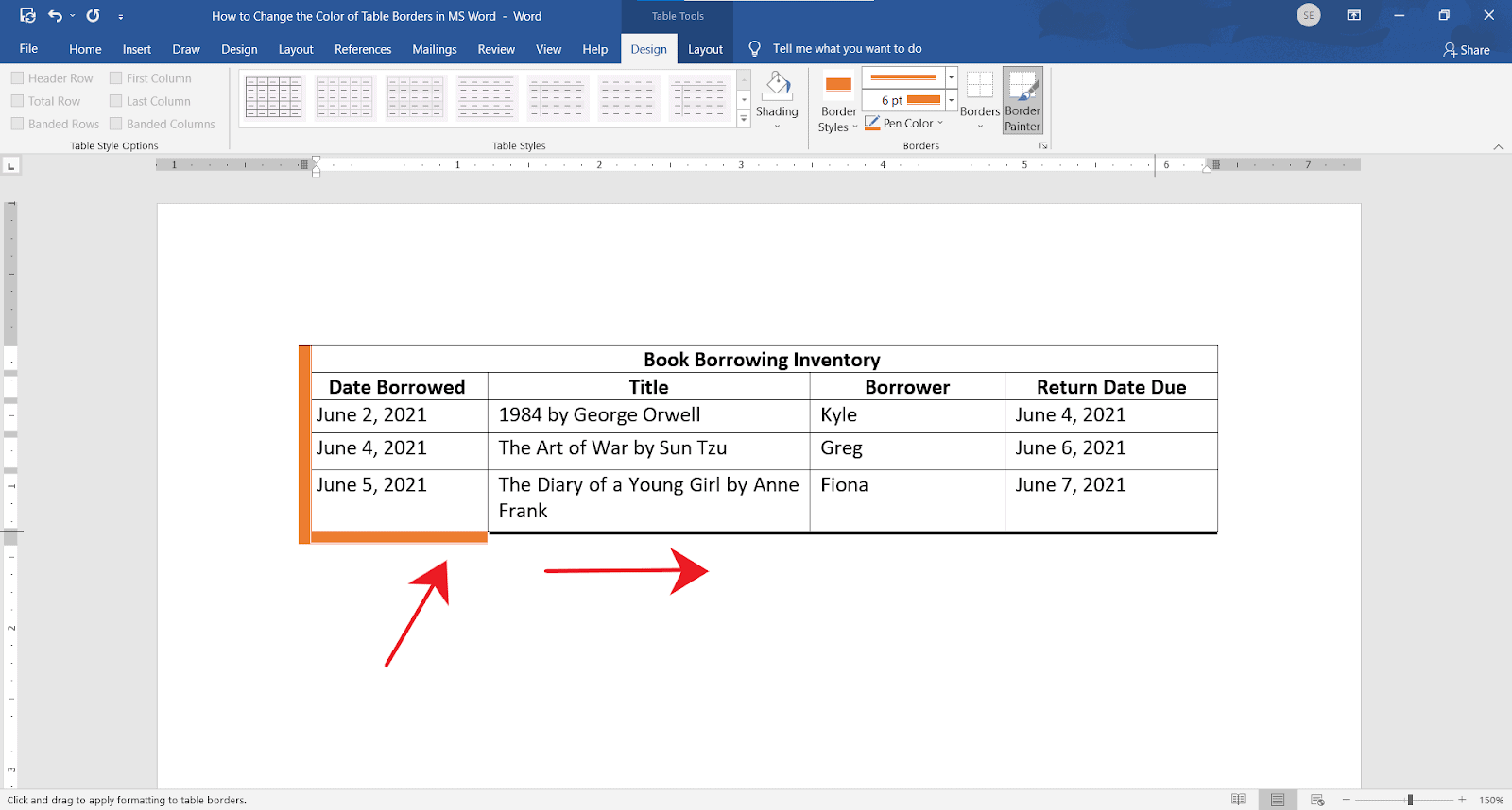 How To Change The Color Of Table Borders In MS Word OfficeBeginner