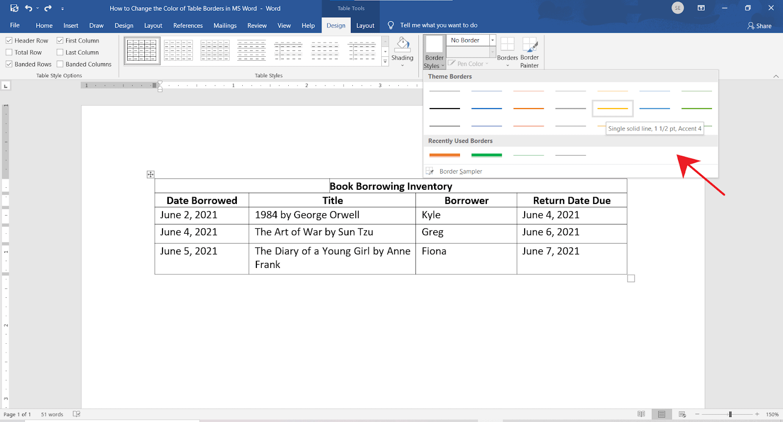 How To Change The Color Of Table Borders In MS Word OfficeBeginner