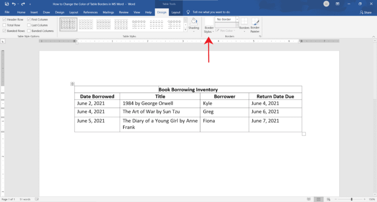 How to change the color of Table borders in MS Word - OfficeBeginner