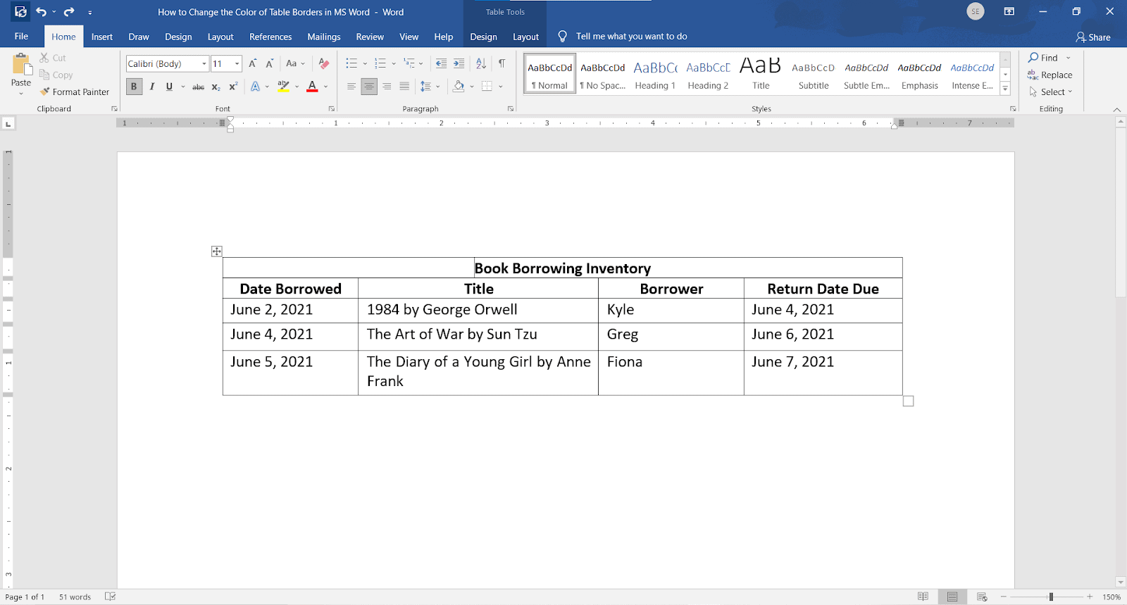 How to change the color of Table borders in MS Word - OfficeBeginner