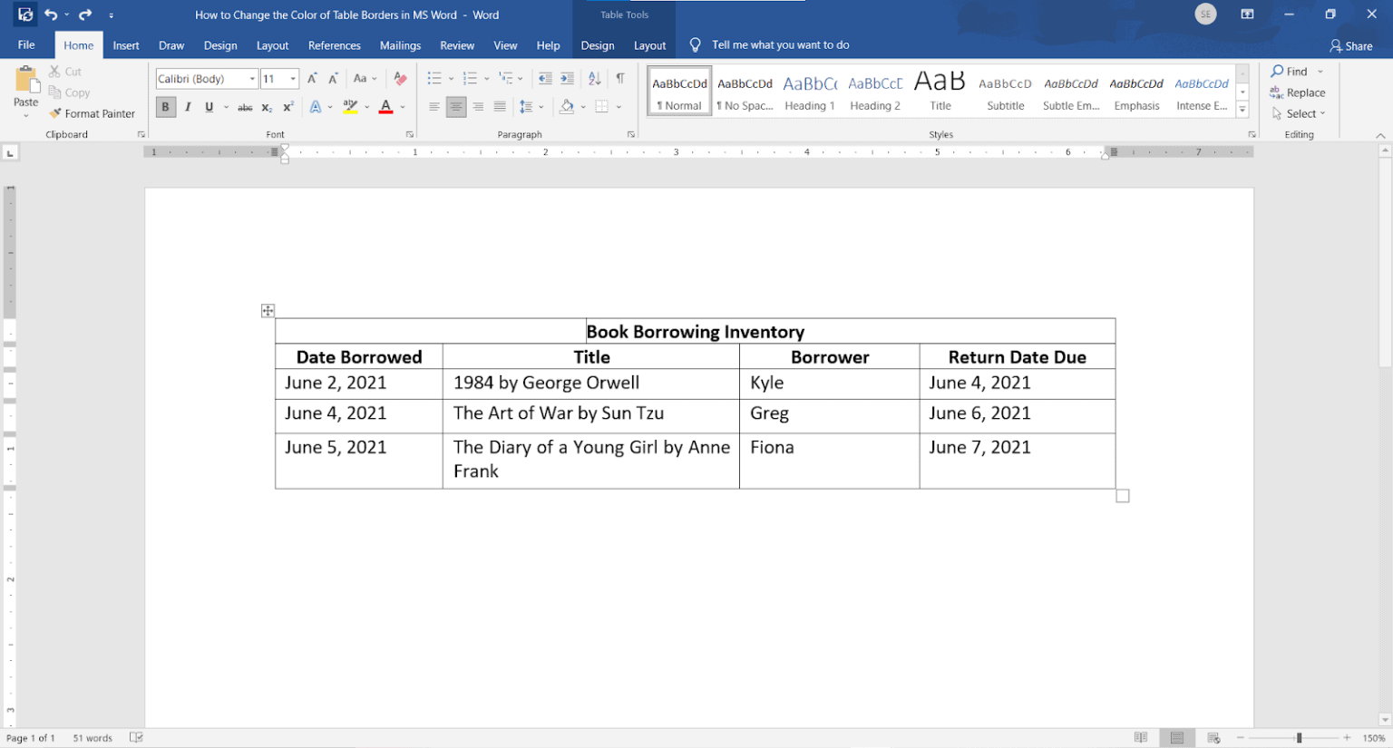 How To Change The Color Of Table Borders In MS Word OfficeBeginner