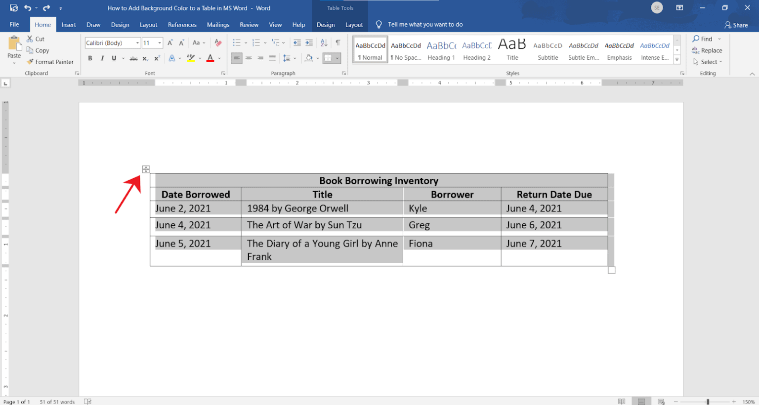 How to add background color to the table in MS Word - OfficeBeginner