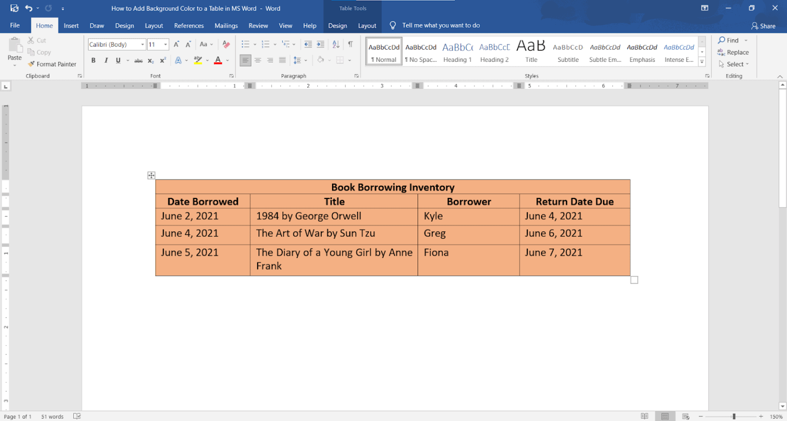 How To Add Background Color To The Table In MS Word OfficeBeginner