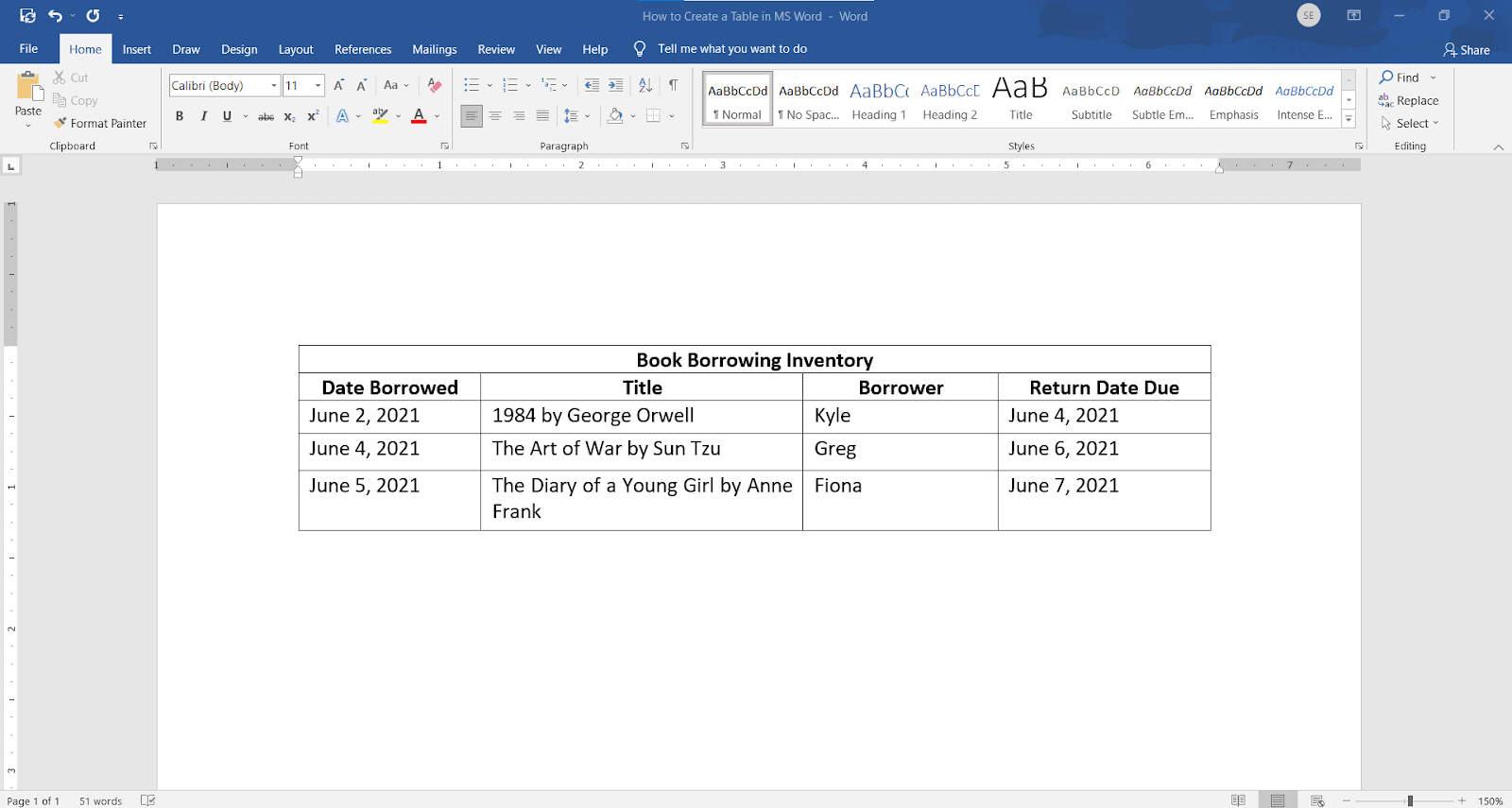 How To Create A Table In MS Word OfficeBeginner