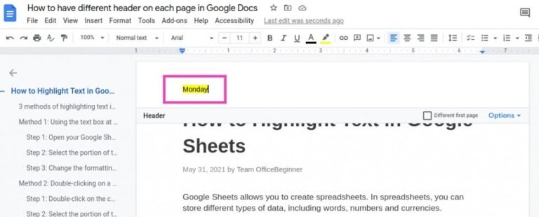 How To Have Different Headers On Each Page In Google Docs OfficeBeginner