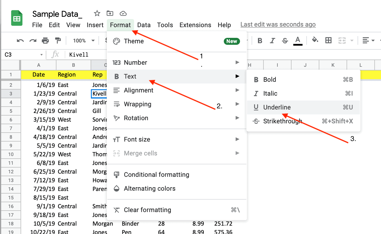 How To Underline Text In Google Sheets OfficeBeginner
