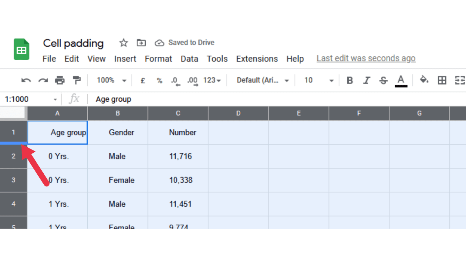 How To Change Cell Padding In Google Sheets OfficeBeginner