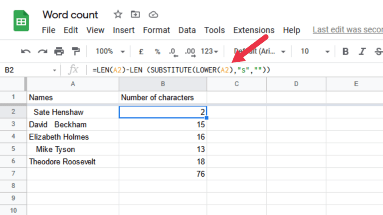 How to count characters in Google Sheets - OfficeBeginner