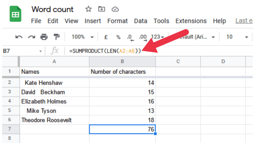 How To Count Characters In Google Sheets OfficeBeginner