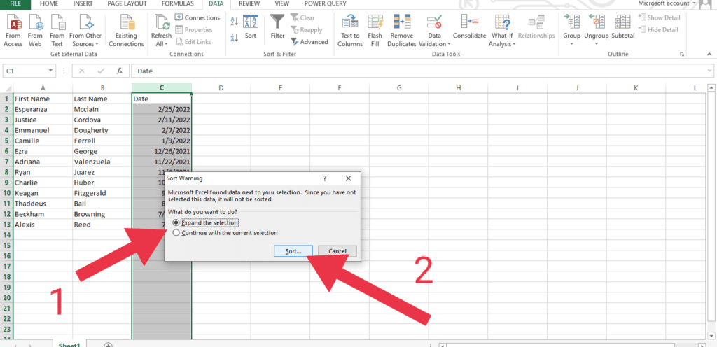 How To Sort Data By Date In Microsoft Excel OfficeBeginner
