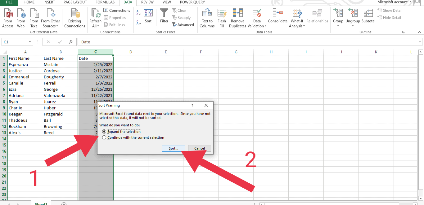 How To Sort Data By Date In Microsoft Excel OfficeBeginner