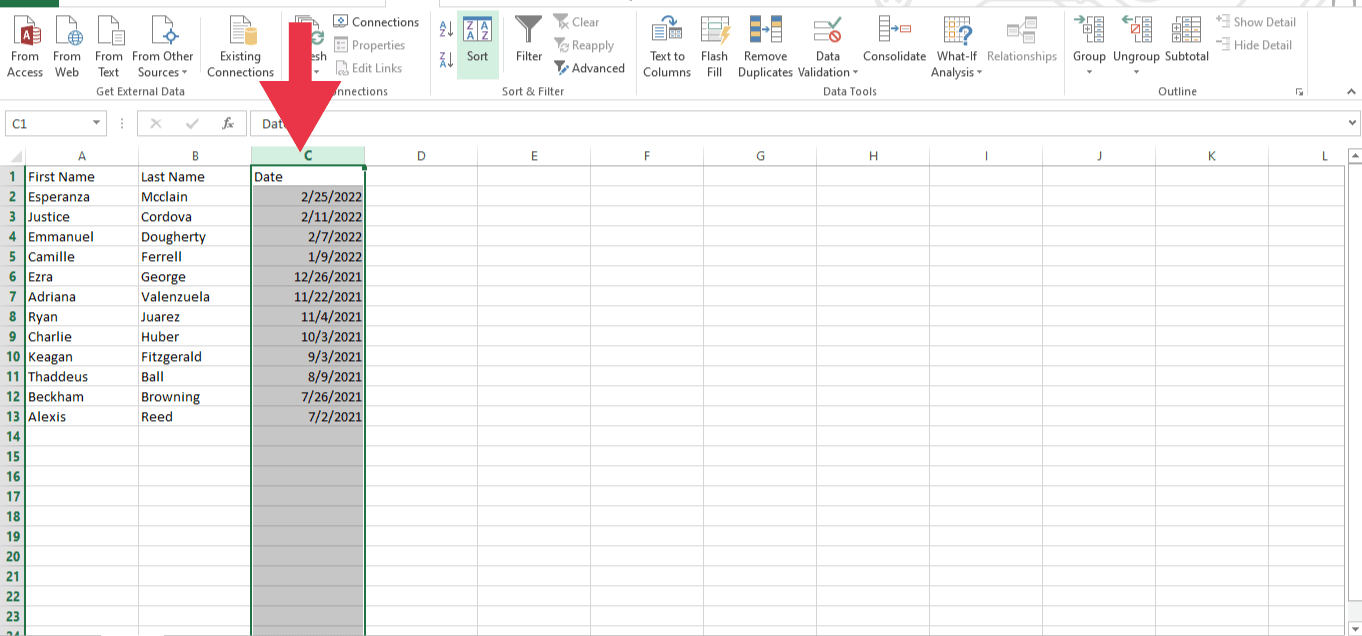 How To Sort Data By Date In Microsoft Excel OfficeBeginner