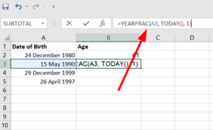 How to Calculate Age from Date of Birth in MS Excel - OfficeBeginner