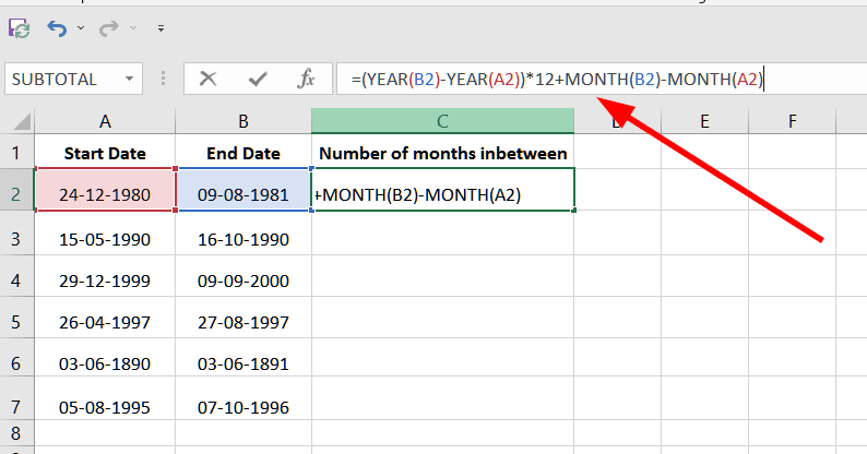 How To Get The Number Of Months Between Two Dates In MS Excel 