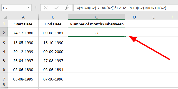 How To Get The Number Of Months Between Two Dates In MS Excel 