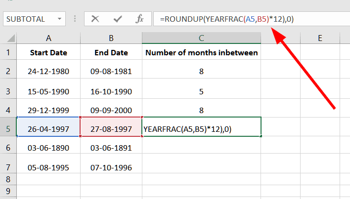How To Get The Number Of Months Between Two Dates In MS Excel OfficeBeginner
