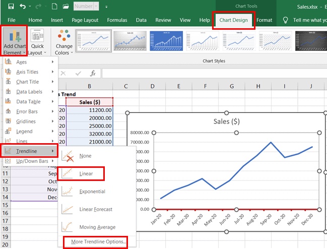 How To Add A Trendline In MS Excel OfficeBeginner